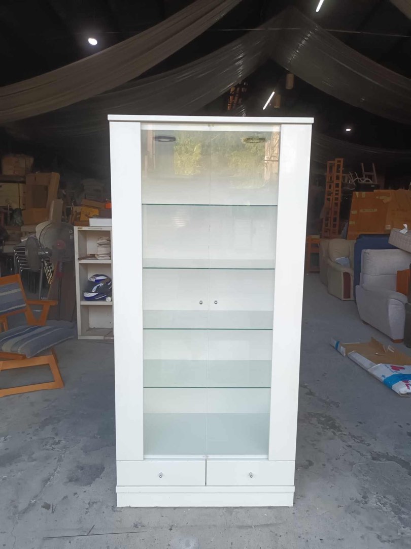 White Display Cabinet with drawer, Furniture & Home Living, Furniture ...