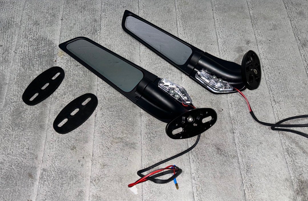 Winglet Side Mirror Universal with Signal Lights, Motorcycles ...