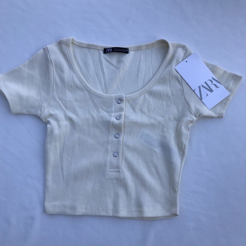 ZARA Cream Snap button (M), Women's Fashion, Tops, Shirts on Carousell