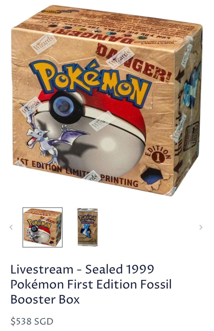 1999 English Pokémon First Edition Fossil Sealed box - Live break on 28 ...