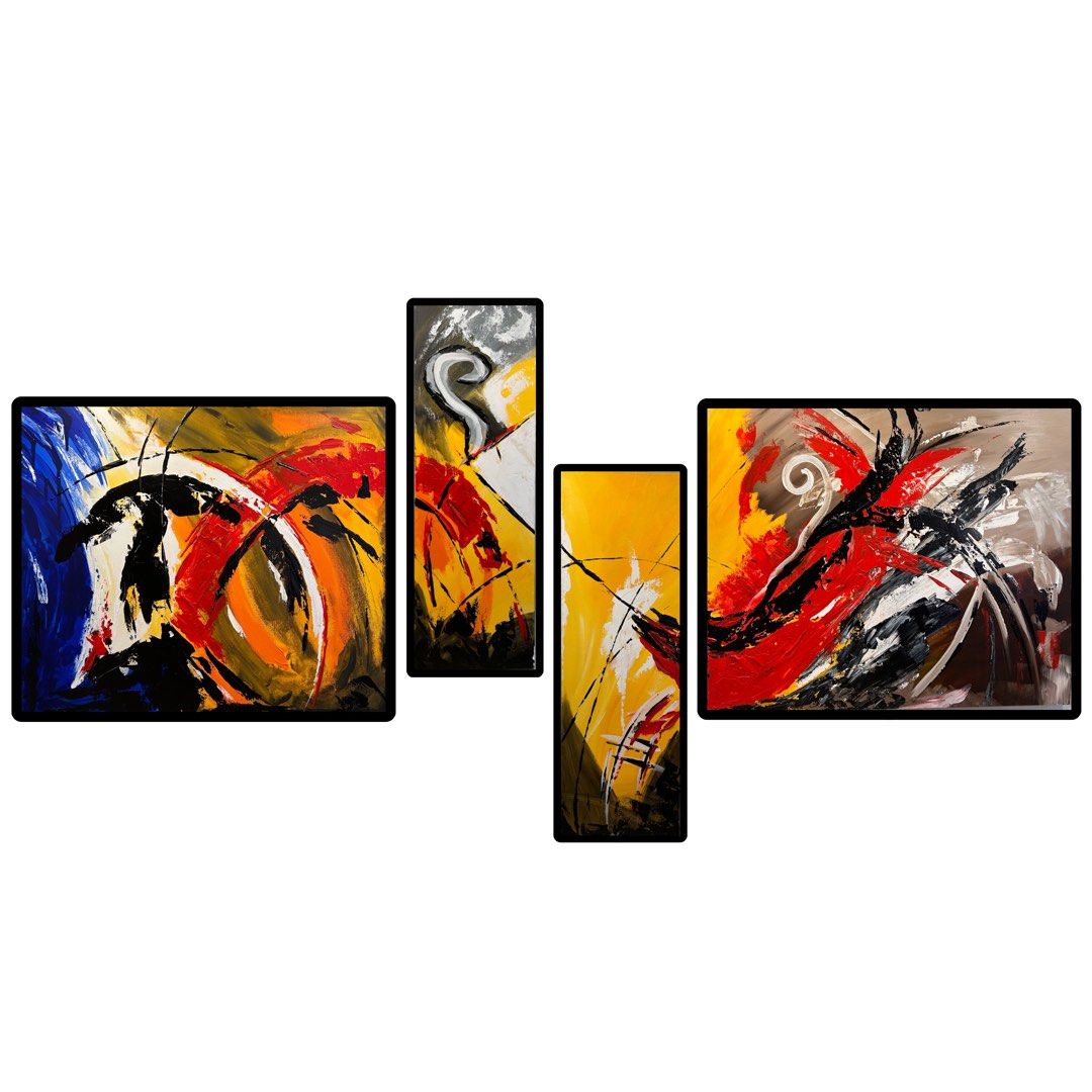 4 Panel Abstract Paintings, Hobbies & Toys, Stationary & Craft, Art ...