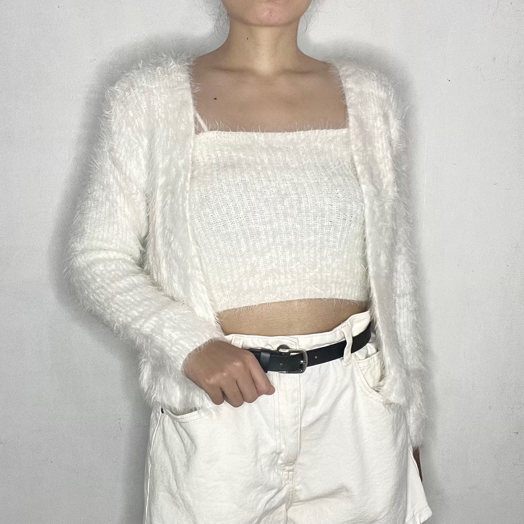 Bangkok White Furr Set Top, Women's Fashion, Dresses & Sets, Sets or ...