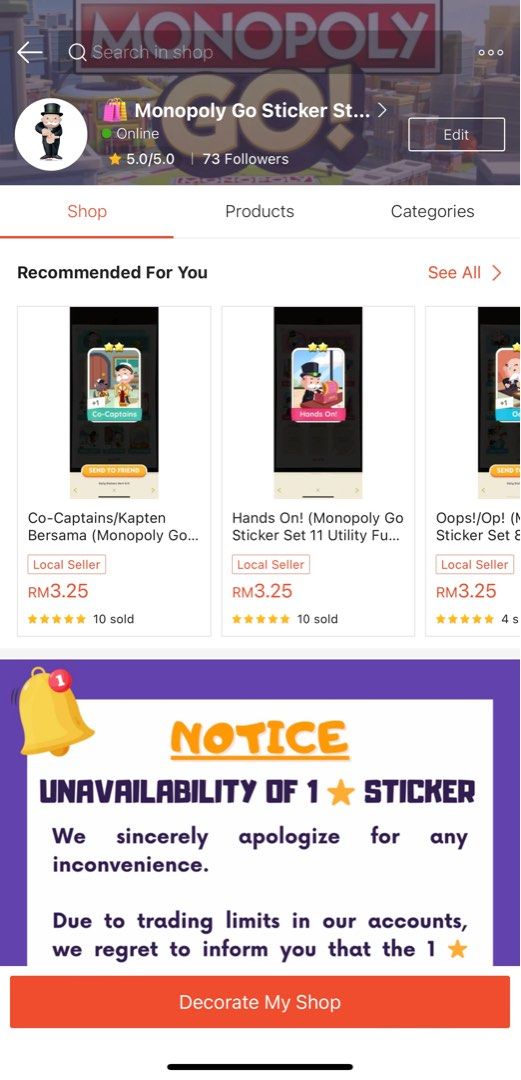 Bank Error (Monopoly Go Sticker Set 6 The Thimble Series), Hobbies ...