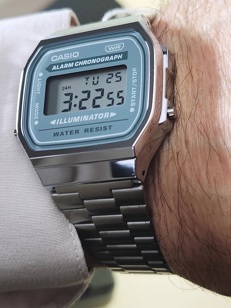 CASIO Digital watch Vintage A168 series A168WA-3A 綠色面, 男裝, 手錶及配件, 手錶 ...