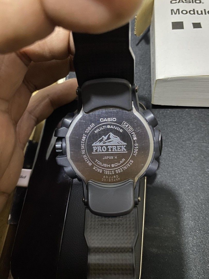 Casio ProTrek Solar MULTIBAND 6 Triple Sensor Carbon fiber Band Sport Watch PRW-6100Y-1BDR, Men ...