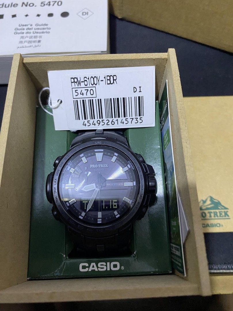 Casio ProTrek Solar MULTIBAND 6 Triple Sensor Carbon fiber Band Sport Watch PRW-6100Y-1BDR, Men ...