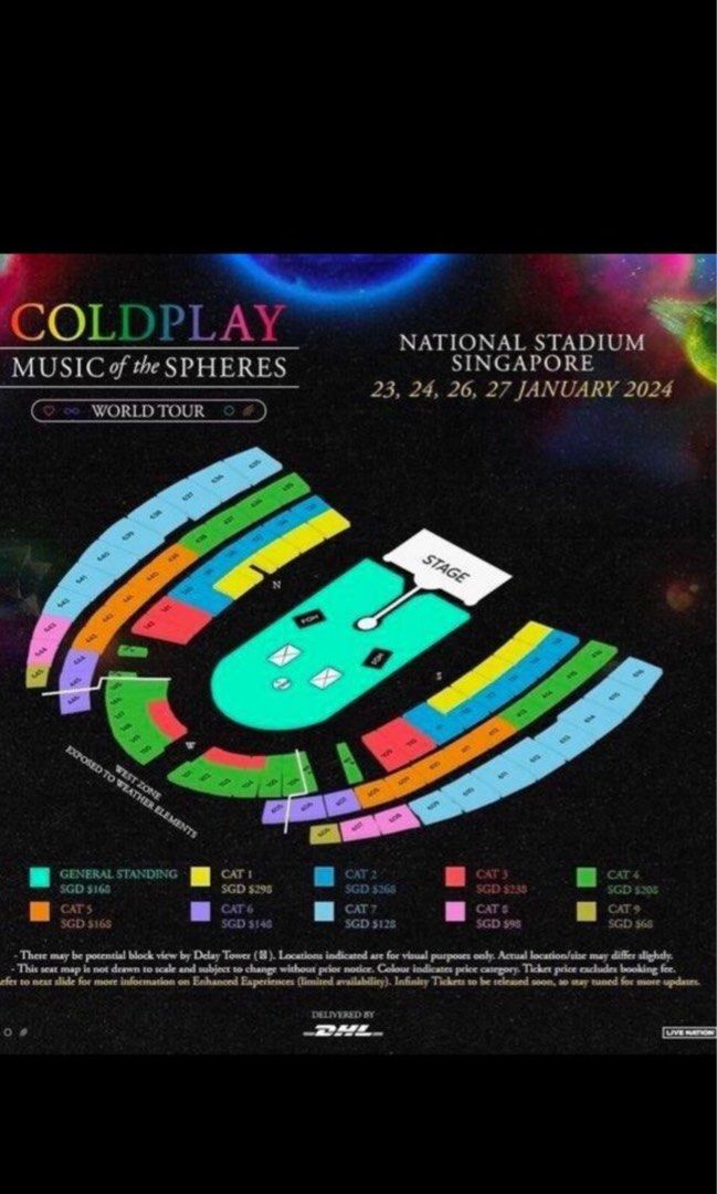 COLDPLAY CAT 2 SG Tickets x2 31 JAN, Tickets & Vouchers, Event Tickets ...