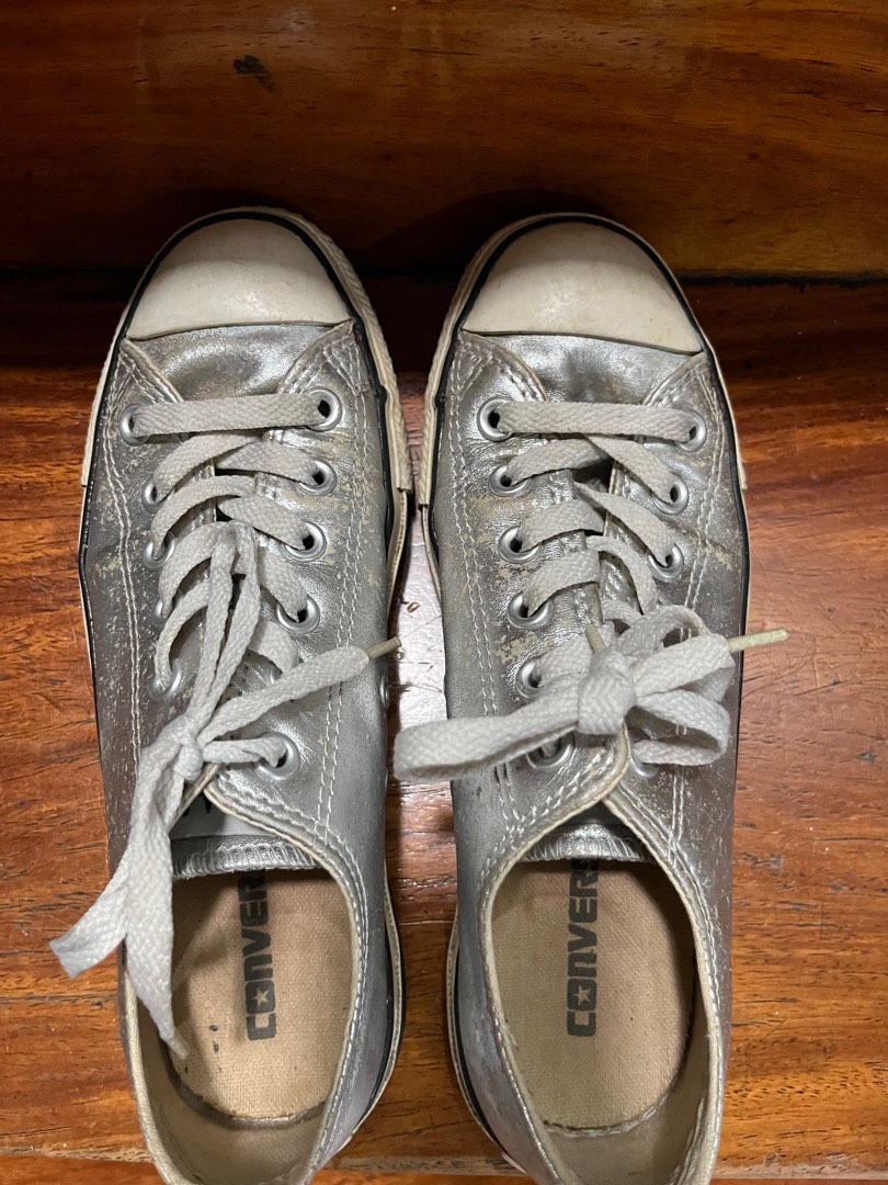 Converse Silver All Star, Women's Fashion, Footwear, Sneakers on Carousell