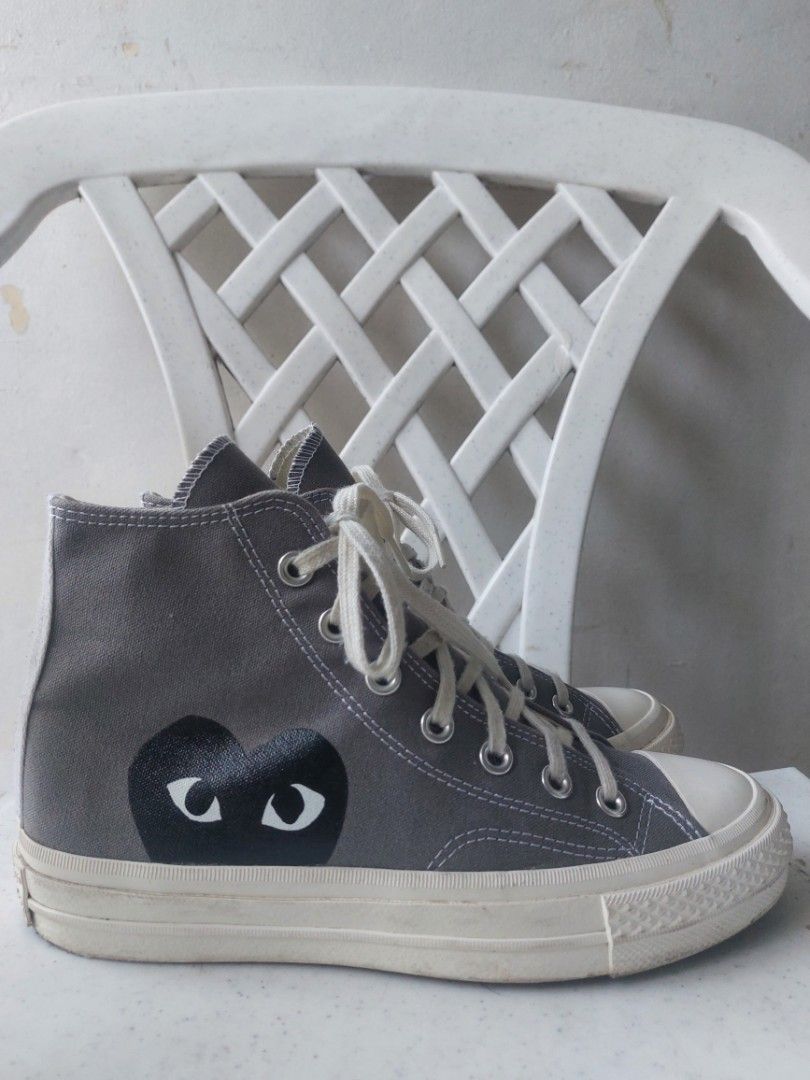 CONVERSE X CDG PLAY Chuck Taylor '70 HI Steel Grey, Women's Fashion ...