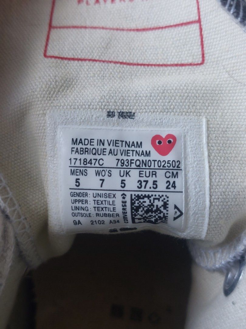 CONVERSE X COMME DES GARCONS PLAY CDG Chuck Taylor '70 HI Steel Grey ...