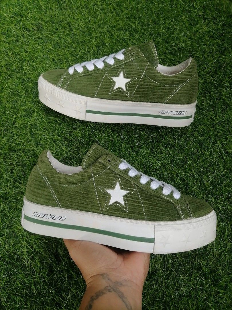 Converse X Mademe Corduroy Platform Garden Green, Women's Fashion ...