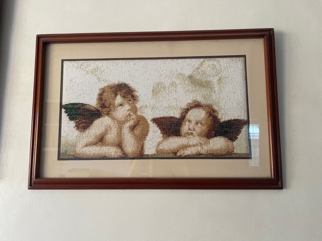 Cross stitch 2 cherubims, Hobbies & Toys, Stationary & Craft, Handmade ...