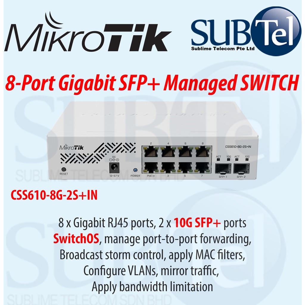 CSS610-8G-2S+IN Mikrotik 8 Port Gigabit Managed Switch SFP+, Computers ...