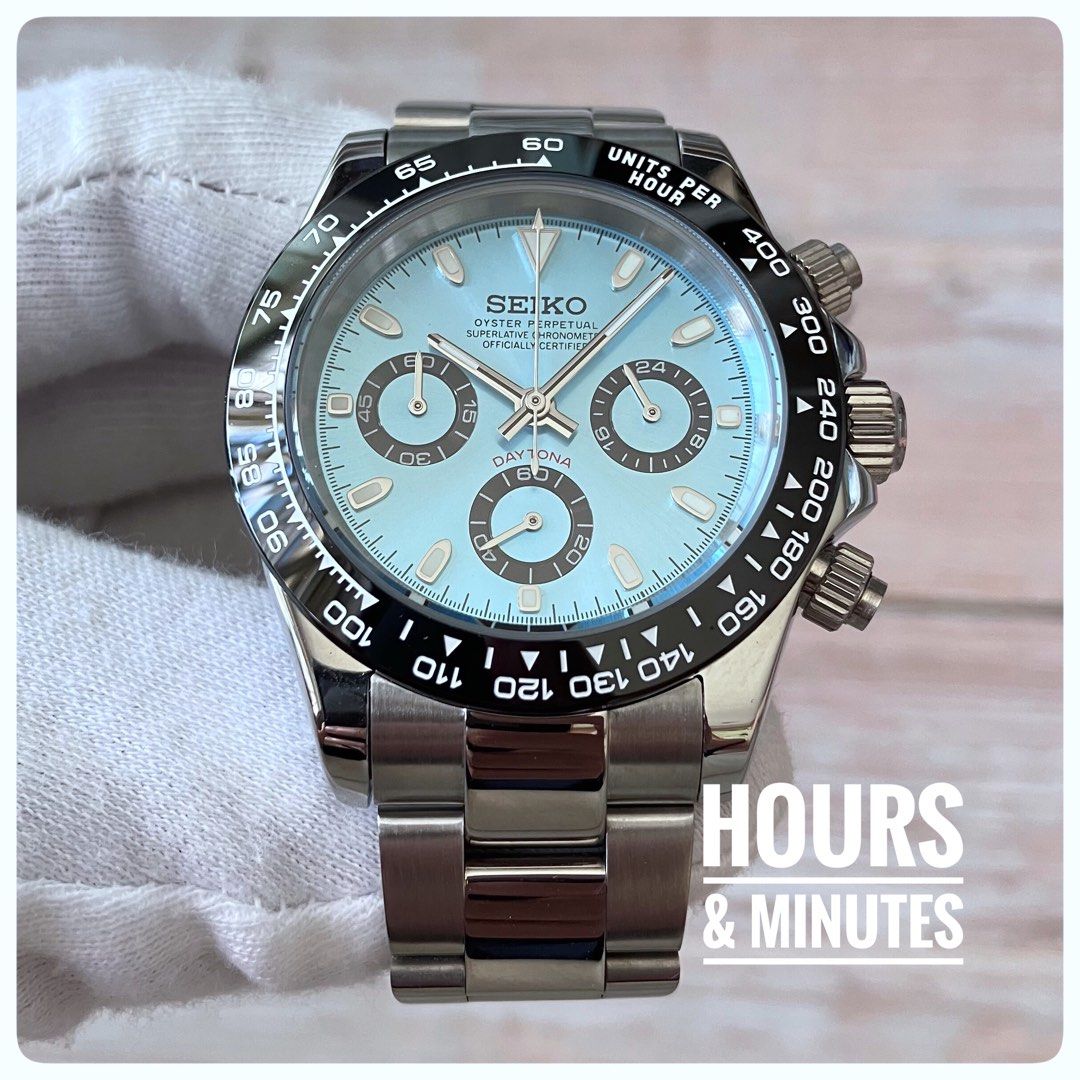 Daytona Ice Blue Chronograph watch - Seiko mod, Men's Fashion, Watches ...