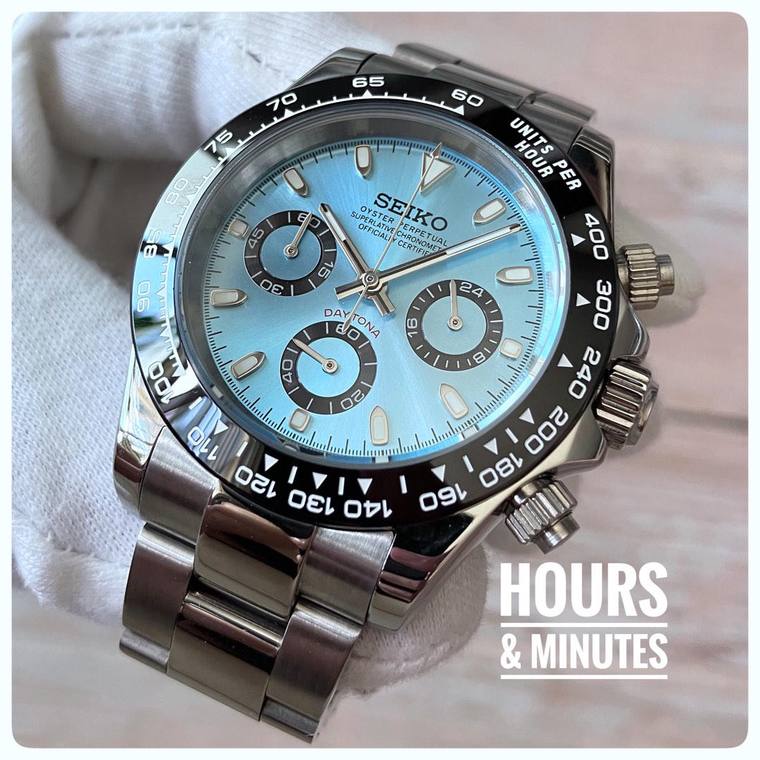 Daytona Ice Blue Chronograph watch - Seiko mod, Men's Fashion, Watches ...