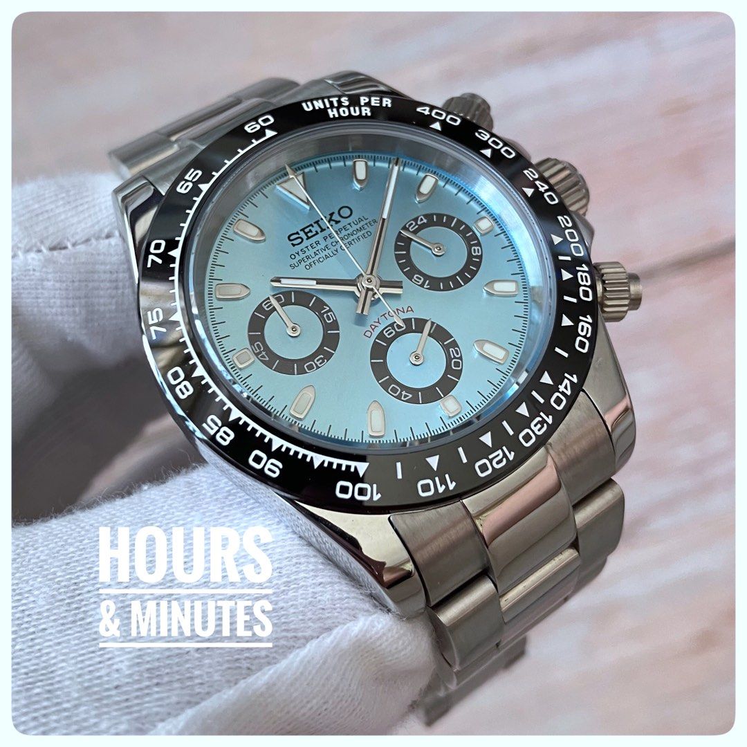 Daytona Ice Blue Chronograph watch - Seiko mod, Men's Fashion, Watches ...