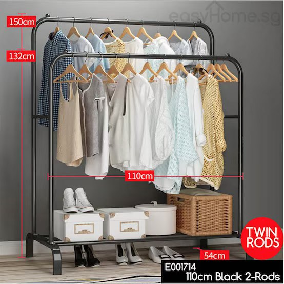 Double Clothes Rack in black, Furniture & Home Living, Furniture ...