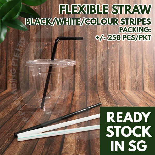 Flexible Straw (250pc) / Bendy Straw / Disposable Plastic Straw ...