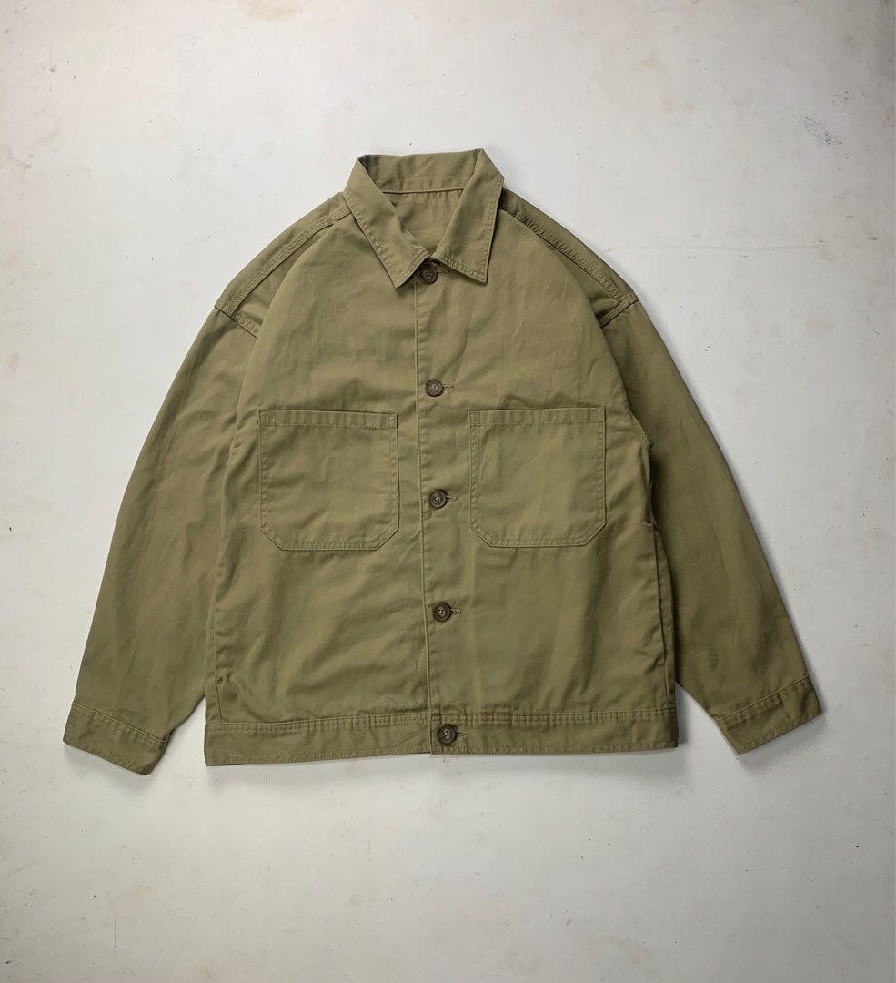 GU Beige Chore Jacket, Men's Fashion, Coats, Jackets and Outerwear on ...