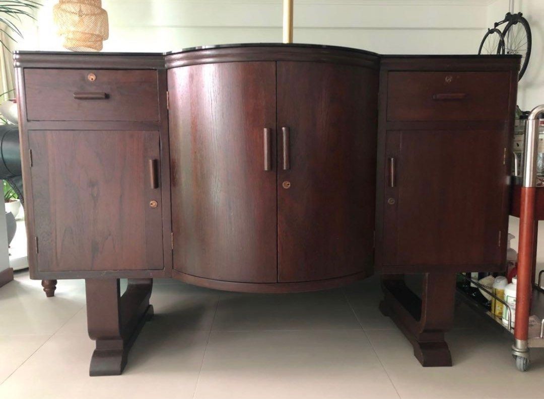 RTP $1k+ Hock Siong Vintage Wood Cabinet, Furniture & Home Living ...