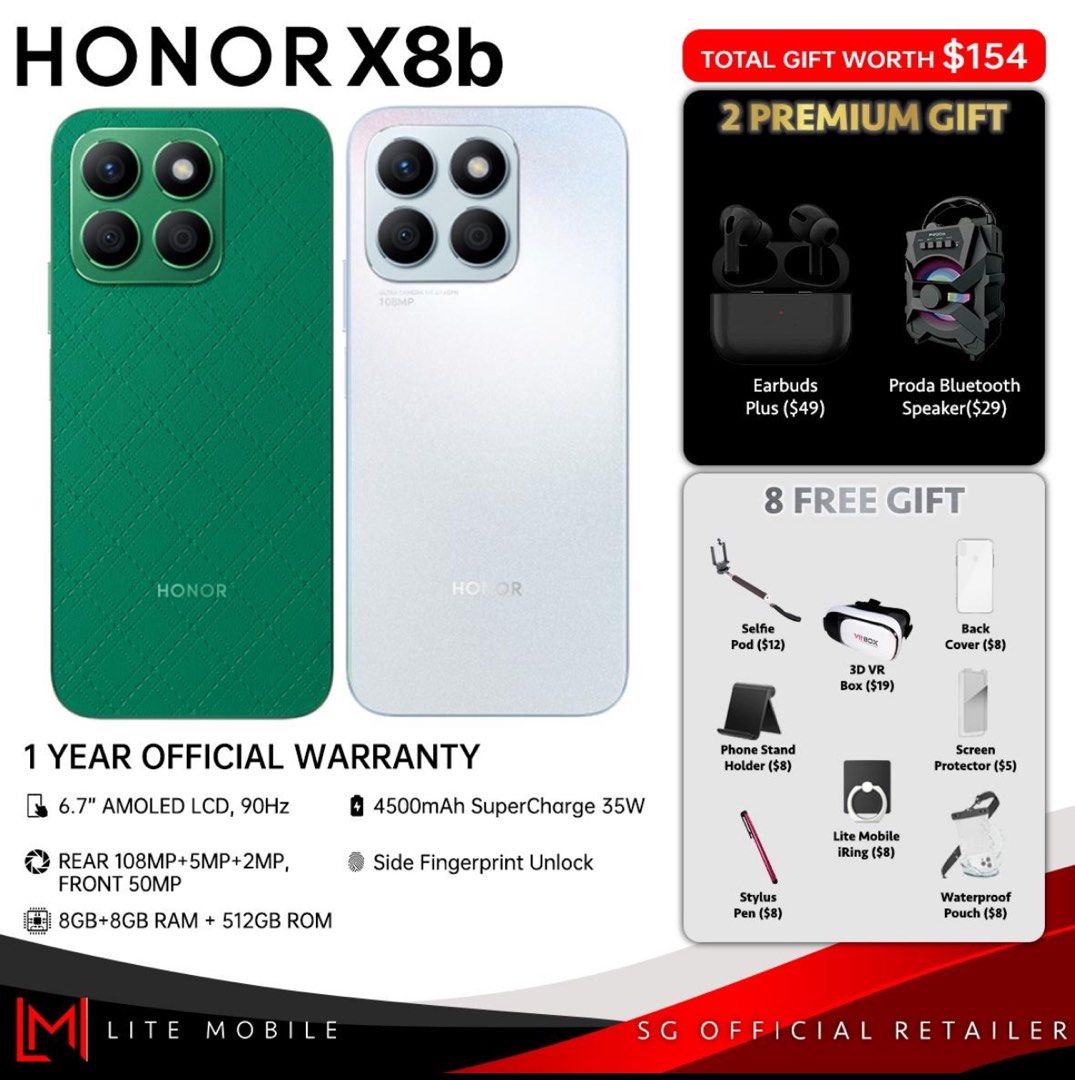 Honor X8B x8b 256GB Green 256 GB, Mobile Phones & Gadgets, Mobile ...