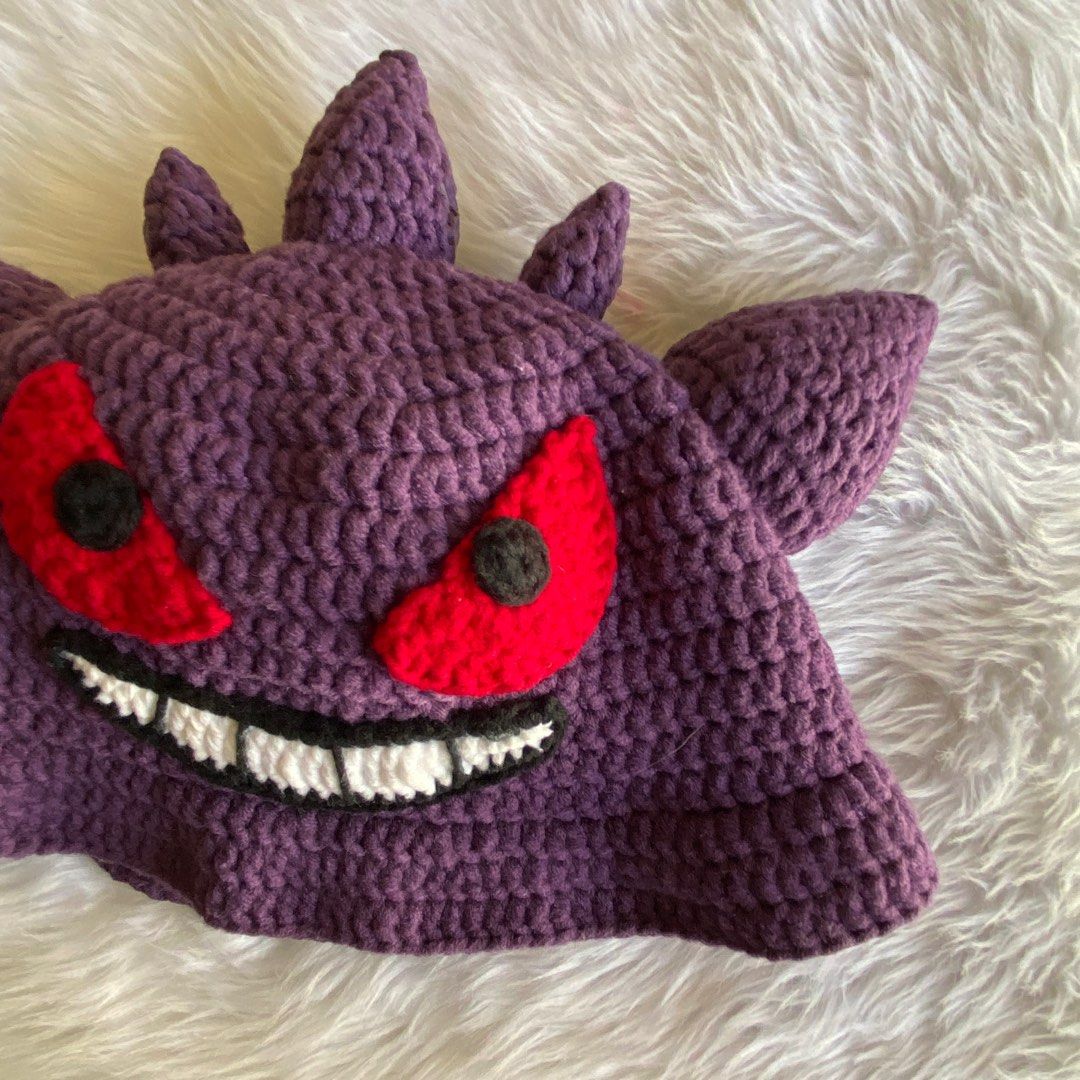 [MADE TO ORDER] Pokemon Gengar crochet bucket hat, Women's Fashion ...
