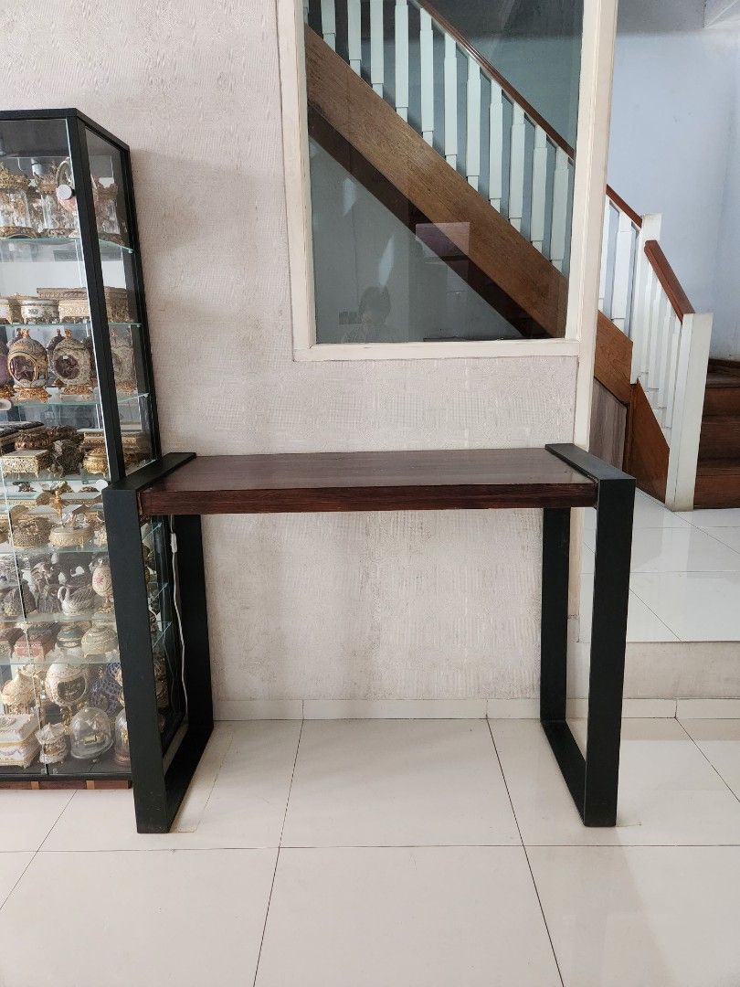Meja konsol console table kayu kaki besi industrial, Perabotan Rumah di ...