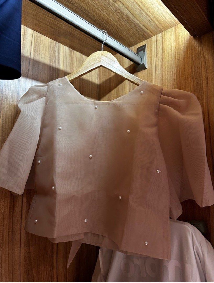 Modern Filipiniana Top Beige, Women's Fashion, Tops, Blouses on Carousell