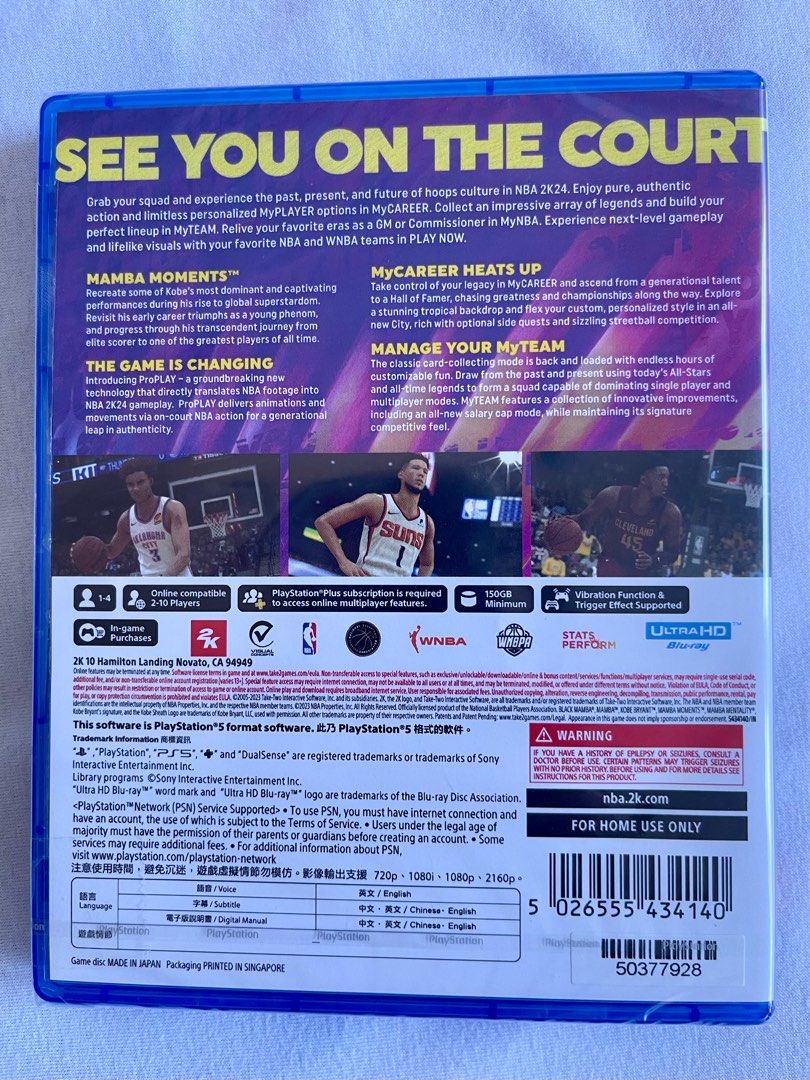NBA 2K24 PS5 Disc - BRAND NEW Kobe Bryant Edition, Video Gaming, Video Games, PlayStation on ...