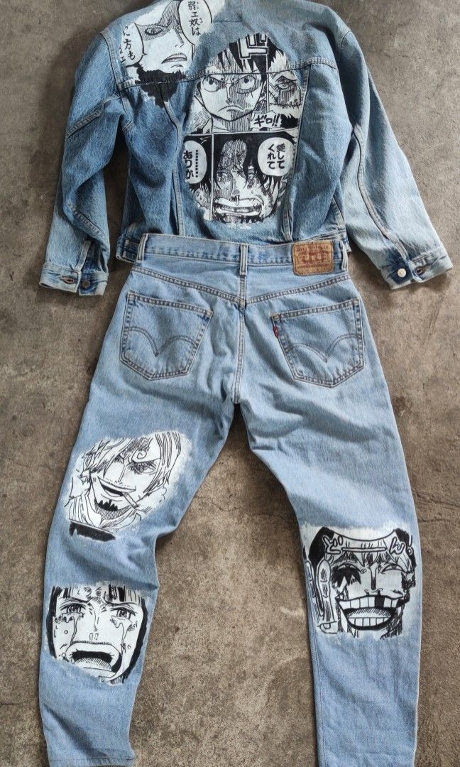 LEVI'S x VINTAGE SPIRIT x ONE PIECE ANIME HAND PAINTED DENIM SET, Men's ...