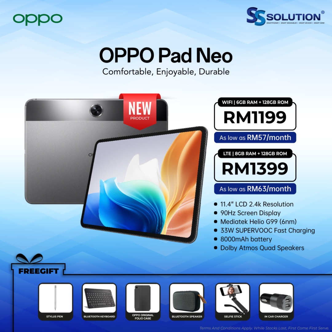 Oppo PAD NEO LTE Black 128 GB, Mobile Phones & Gadgets, Tablets ...