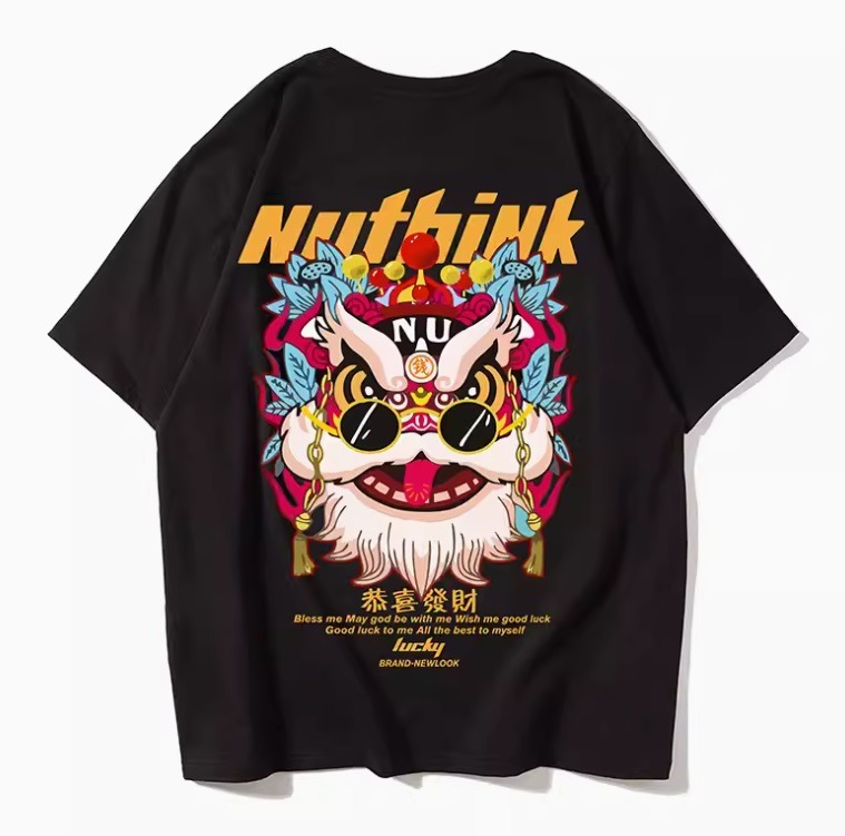 [Pre-Order] Nuthink Lion Dance Head Oversized Tee, Men's Fashion, Tops ...