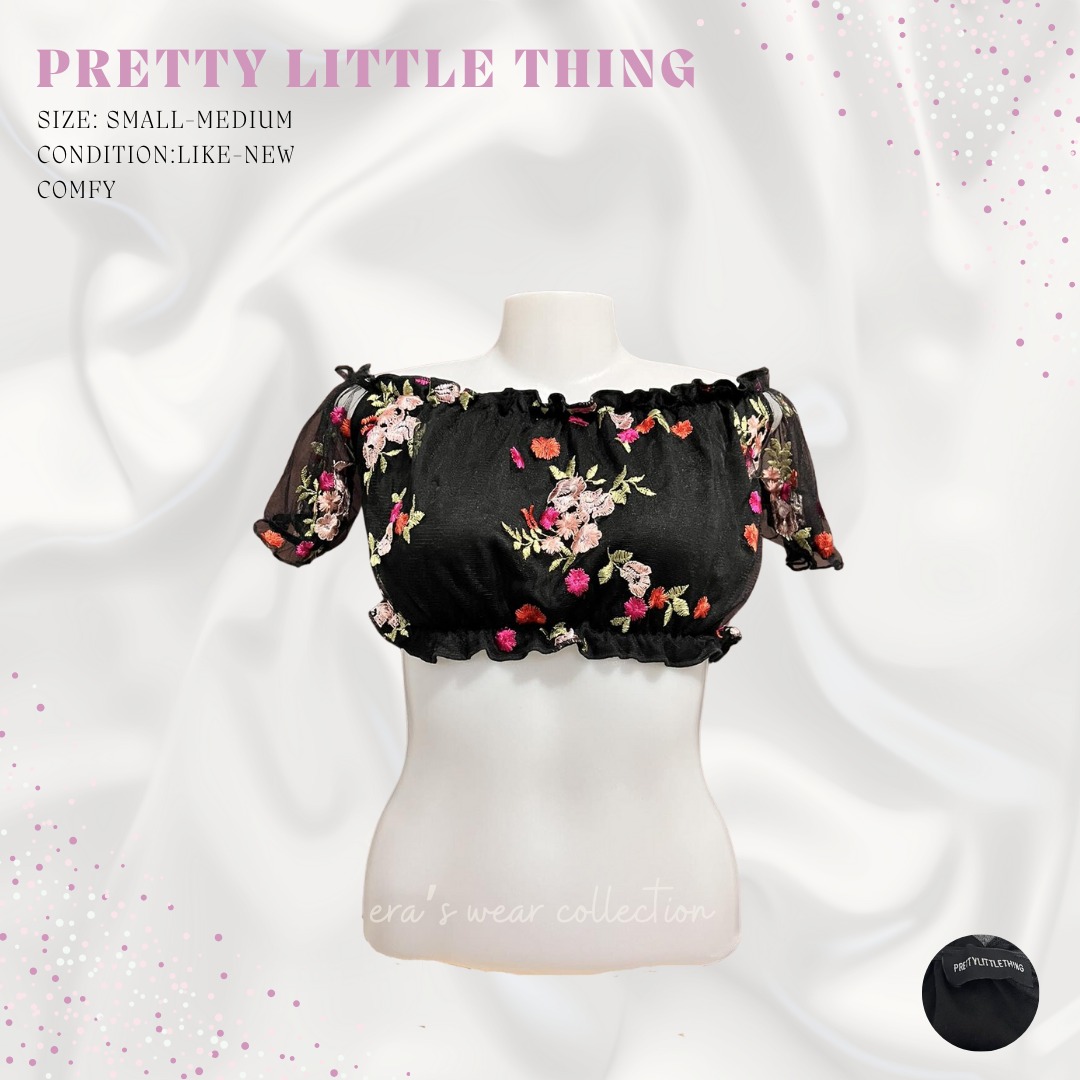 PRETTY LITTLE THING FLORAL CROP TOP, Women's Fashion, Tops, Others Tops ...