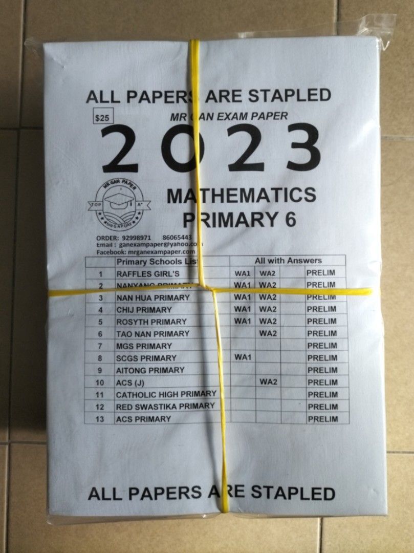Primary 6 Top School exam papers full set, Hobbies & Toys, Stationery ...