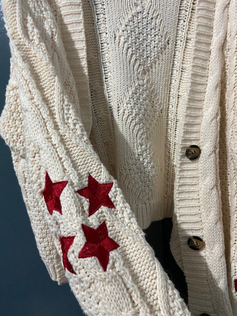 Red TV cardigan, Women's Fashion, Coats, Jackets and Outerwear on Carousell