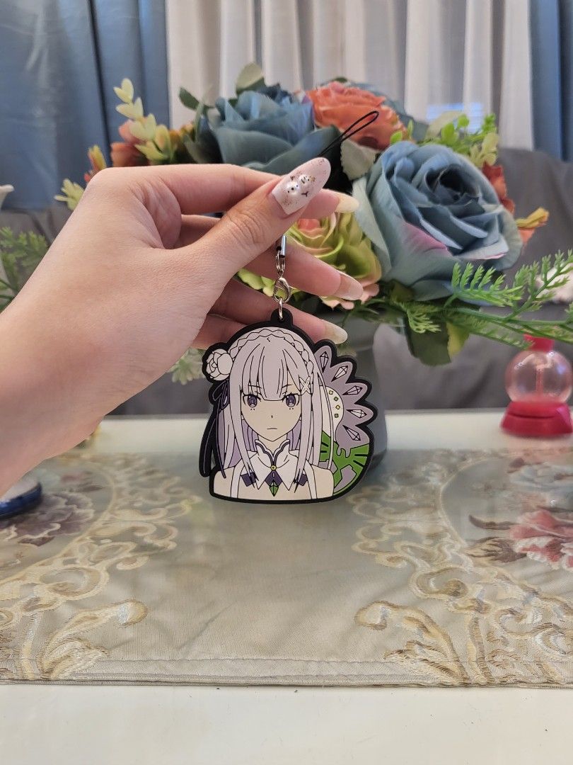 Re:Zero Emilia Rubber Keychain, Hobbies & Toys, Toys & Games on Carousell