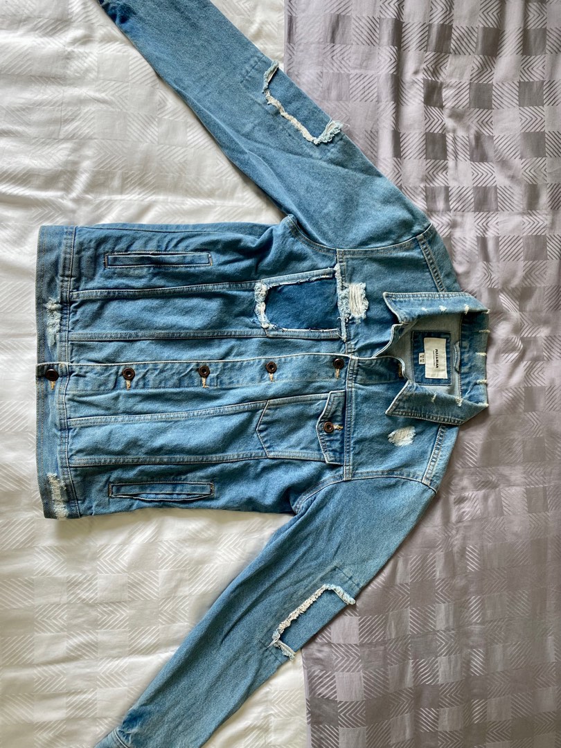 Ripped Denim Jacket, Men's Fashion, Coats, Jackets and Outerwear on ...