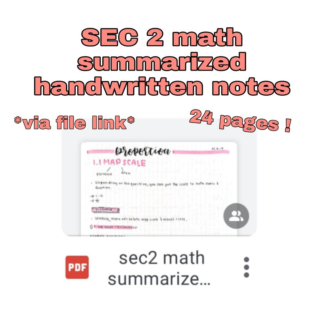 Sec 2 math summarized handwritten notes, Everything Else on Carousell