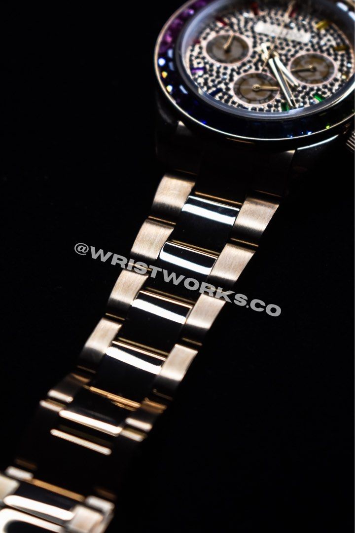 SEIKO MOD FULL ROSE GOLD ICED OUT RAINBOW DAYTONA 40MM, Men's Fashion ...