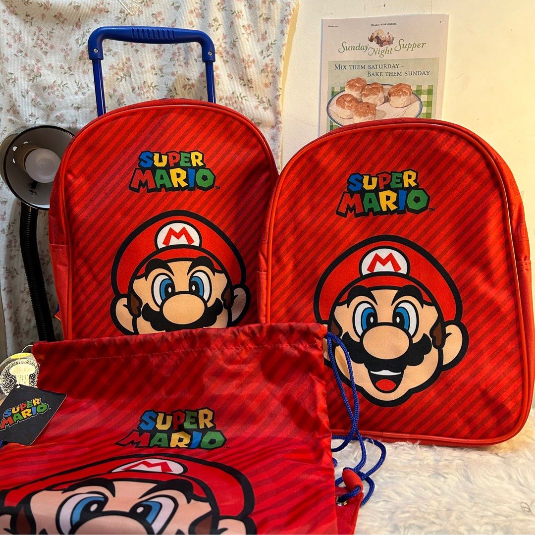Super Mario Kids Backpack Set (3Bags), Men's Fashion, Bags, Backpacks ...