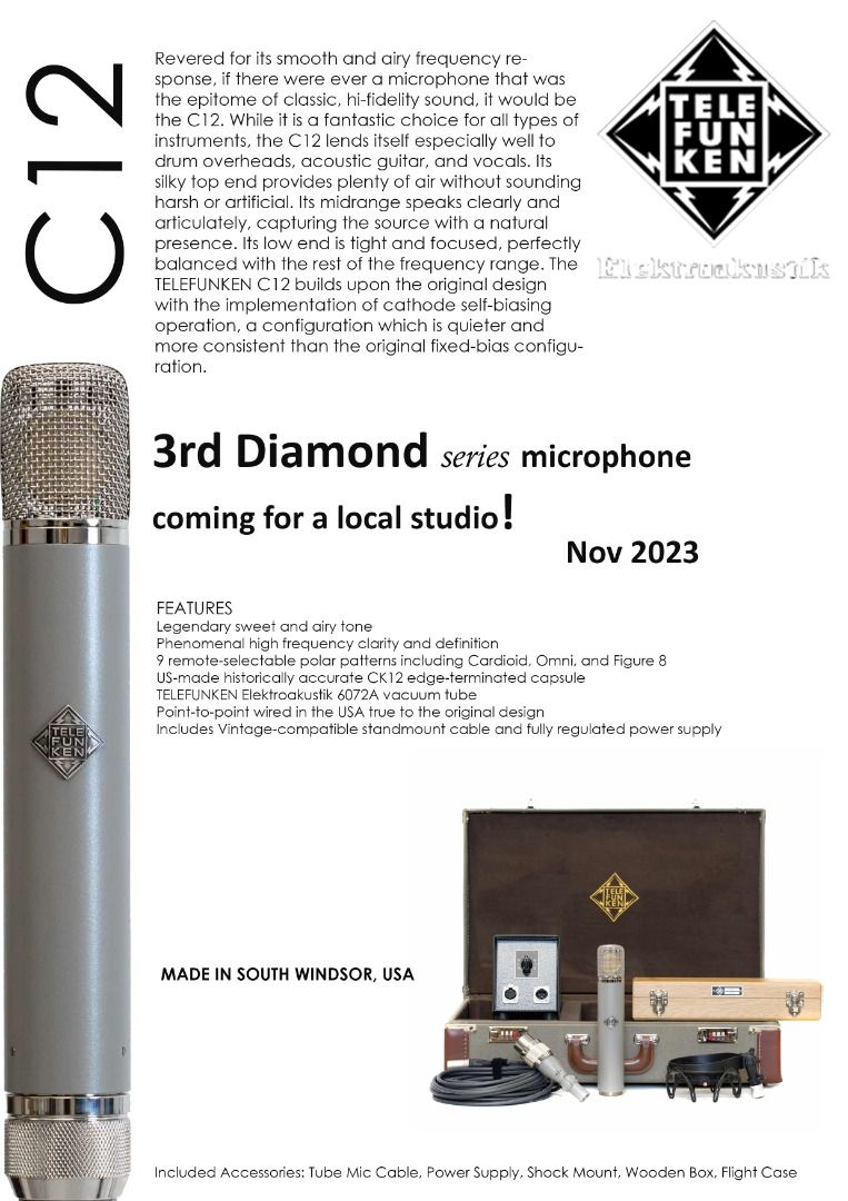 Telefunken Elektroakustik C12 Multi-Pattern Large Diaphragm Vacuum Tube ...