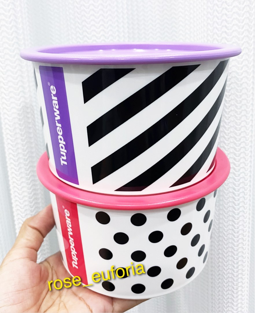 Tupperware Dots Stripes One Touch Topper OT Canister 940ml 2 units ...