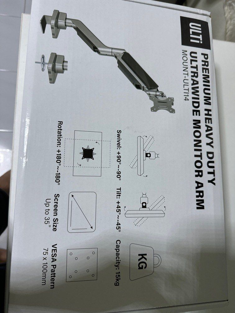 UlTI Premium Heavy Duty Ultrawide Monitor Arm (15kg), Computers & Tech ...