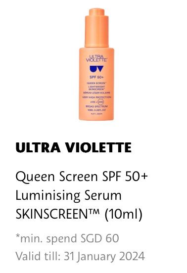 ULTRA VIOLETTE Queen Screen SPF 50+™ (10ml) redeem Code, Beauty ...