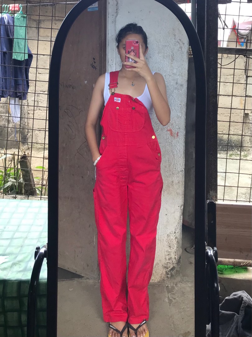 vintage dickies red overall jumpsuit, Women's Fashion, Dresses & Sets ...