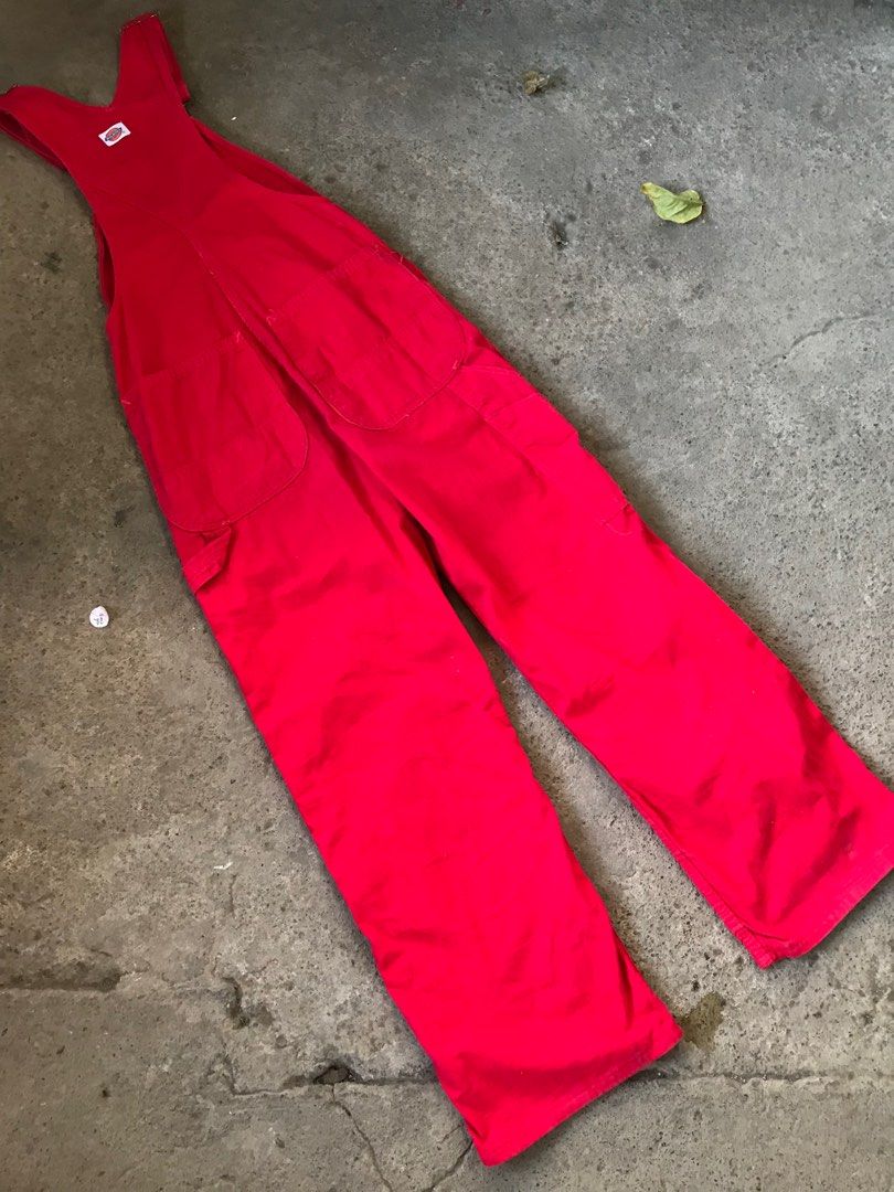vintage dickies red overall jumpsuit, Women's Fashion, Dresses & Sets ...