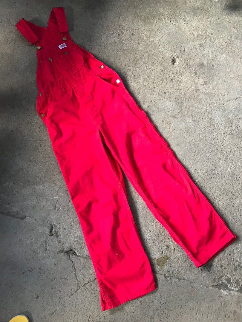 vintage dickies red overall jumpsuit, Women's Fashion, Dresses & Sets ...