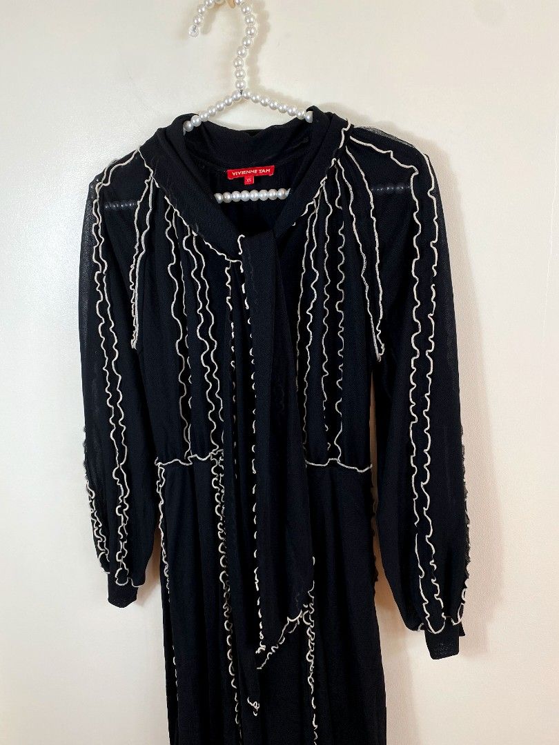 Vivienne Tam - Ruffle Netting Merrow - Stiching Dress, Women's Fashion ...