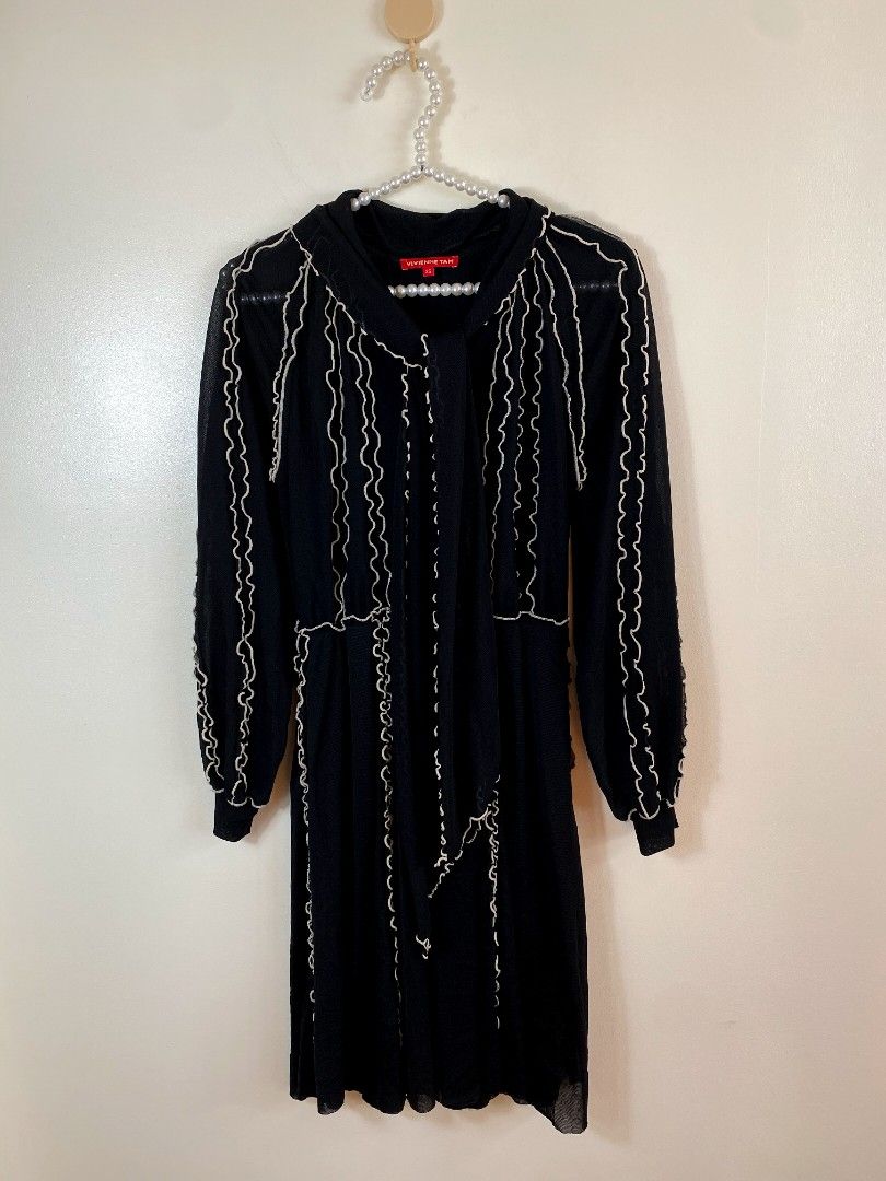 Vivienne Tam - Ruffle Netting Merrow - Stiching Dress, Women's Fashion ...