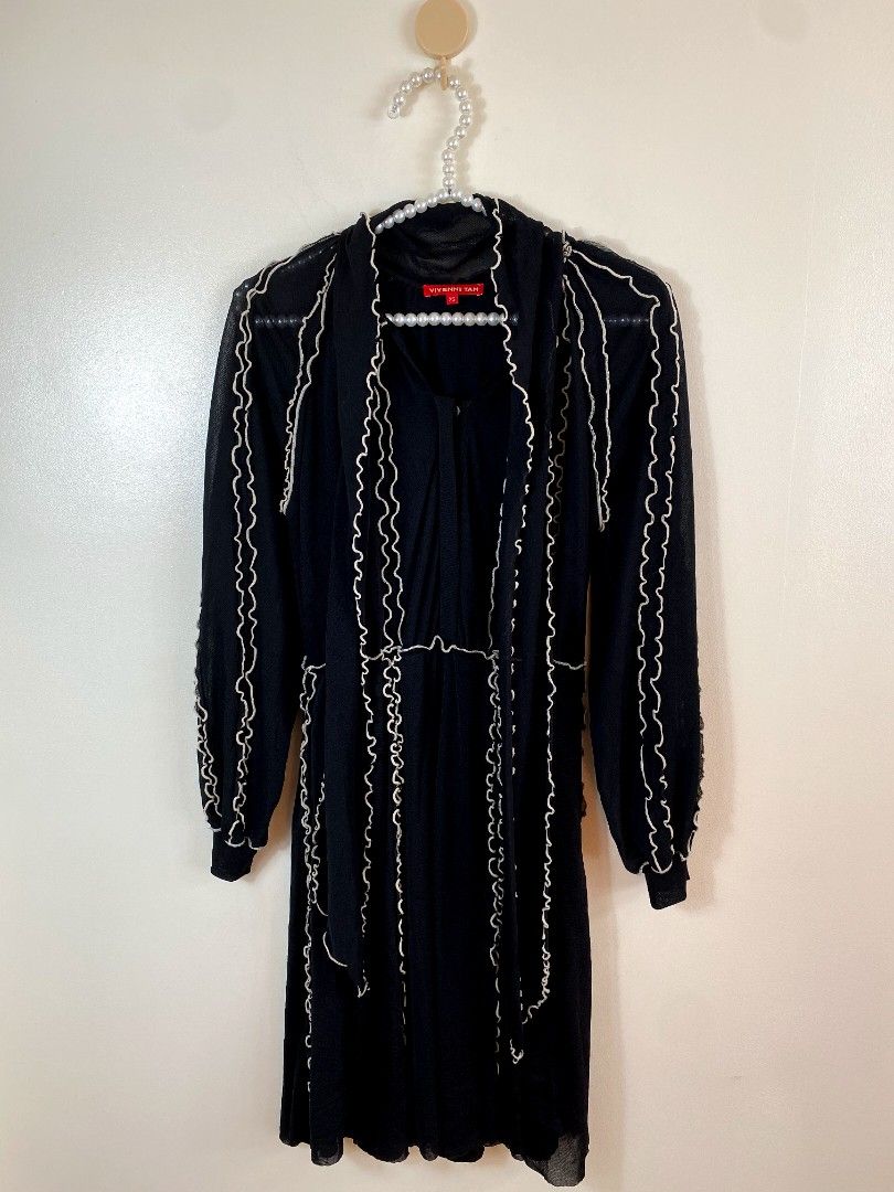 Vivienne Tam - Ruffle Netting Merrow - Stiching Dress, Women's Fashion ...